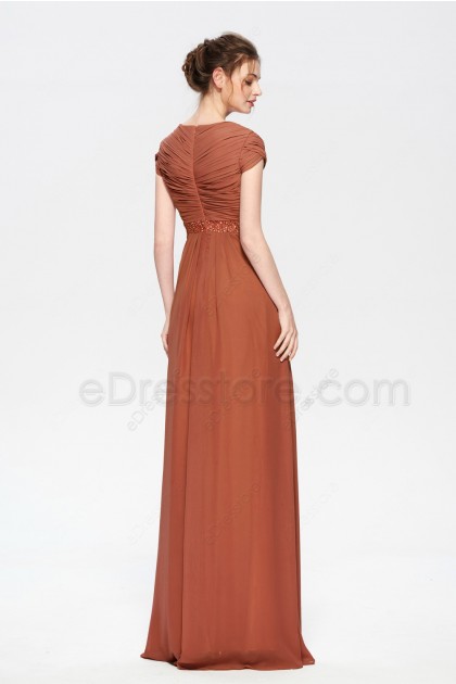 Rust Red Modest Mother of the Bride Groom Dresses