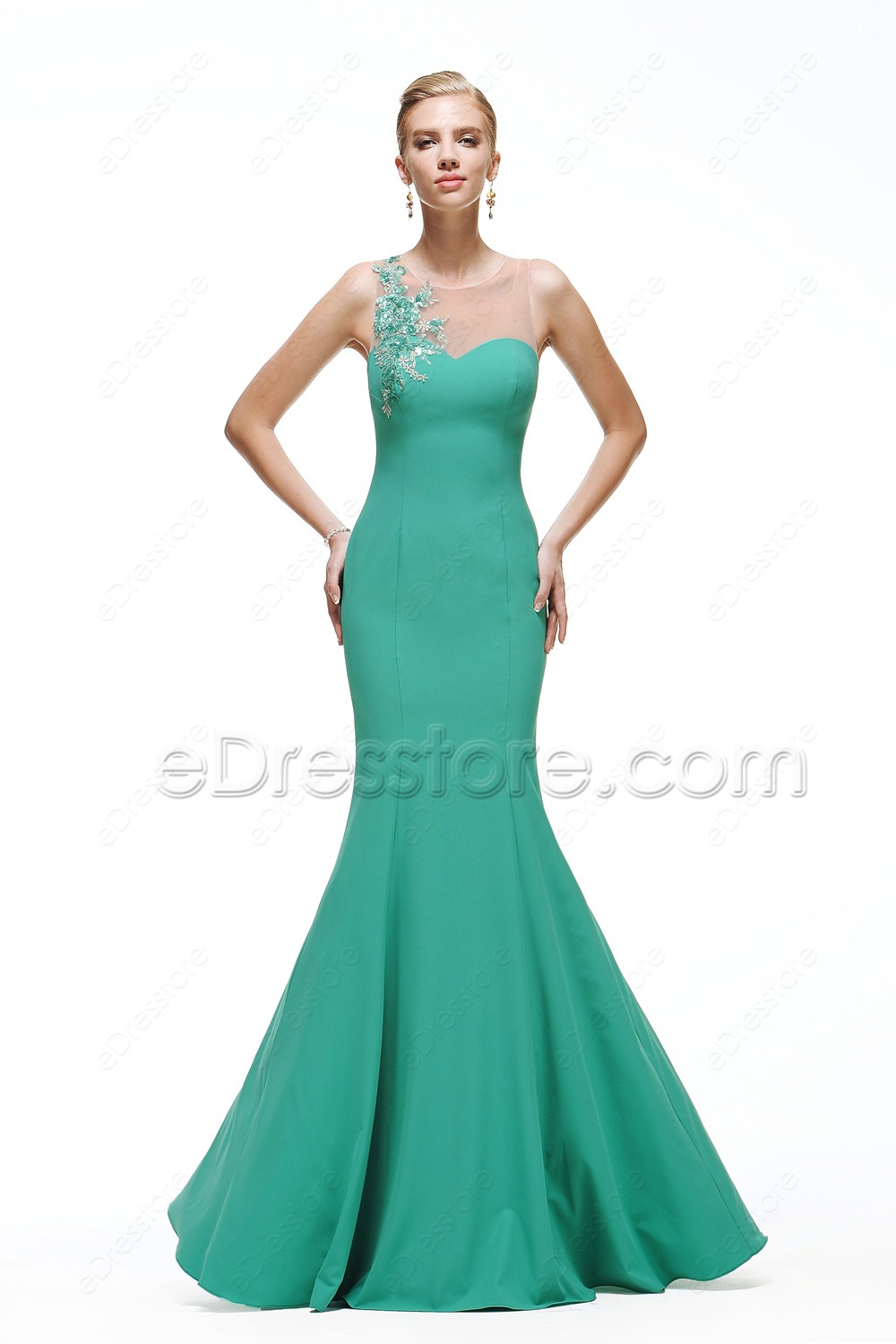 Green Mermaid Backless Prom Dress with sequins